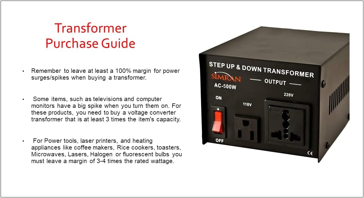 Simran AC-500 Watt Transformer, Heavy-Duty Voltage Converter, Step Up ...